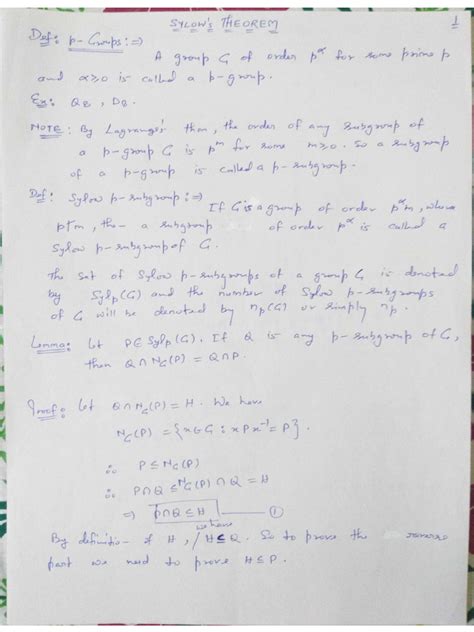 Sylows Theorem Pdf