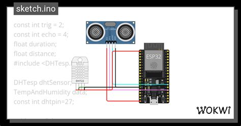 ultrasonic sensor sr and dht22 wokwi esp32 stm32 arduino simulator