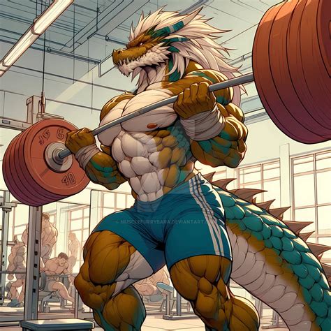 Open Muscular Dragon Playing Weightlifting 3 By Musclefurrybara On
