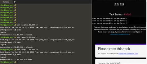 passwordless authentication for thor user task failed kodekloud