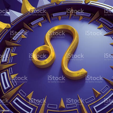 레오 조디악 기호의 3d 렌더링 파란색 배경 위에 황금 점성술 기호입니다 별자리 아이콘 0명에 대한 스톡 사진 및 기타 이미지