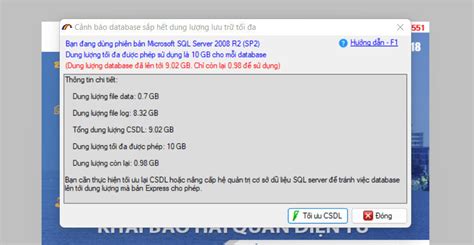 Xử Lý Sql Server đầy Dữ Liệu Cho Pm Hải Quan Kế Toán