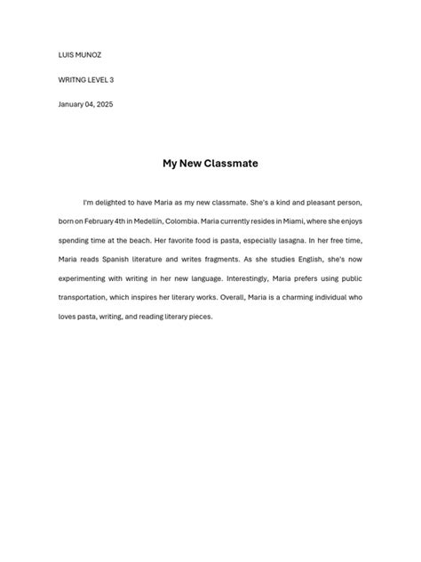 My New Classmate Pdf