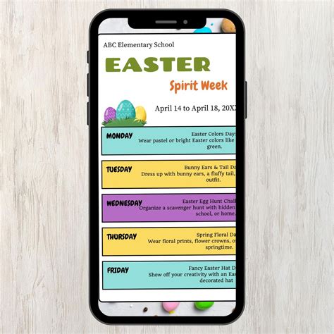 Easter Spirit Week Editable Template Version 2 For Schools Daycare