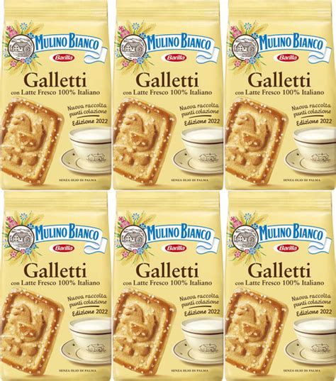 Печенье Barilla Mulino Bianko Galletti пшеничное, комплект: 6 упаковок ...