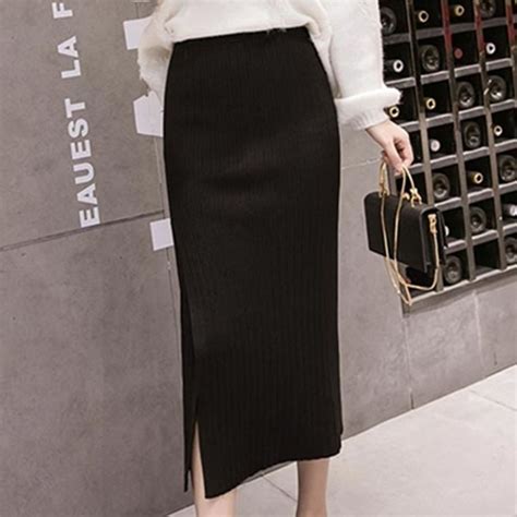 여성 밴딩 슬릿 데일리룩 치마 롱니트스커트 직장인 긴치마 인롱 세로라 여대생