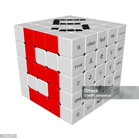 다양한 언어로 숫자 기호와 3d 매직 큐브흰색 배경에 빨간색 텍스트 디지털 버전 0명에 대한 스톡 사진 및 기타 이미지 0명 3차원 형태 개념 Istock