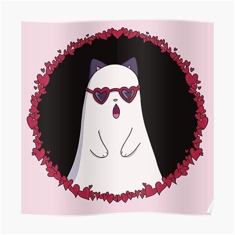 White Cat Ghost Heart Glasses Halloween Coquette Dollette Poster For Sale By Maoudraw Redbubble