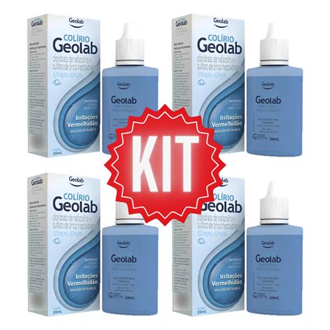 ColÍrio Geolab Kit Com 4 Unidades IrritaÇÕes E VermelhidÃo 20ml SoluÇÃo