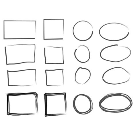 Black Circle And Square Frames Brush Strokes Design Elements Set