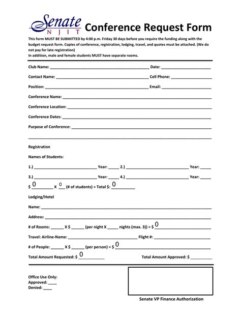 Conference Request Form Njit Senate Fill Out Sign Online And