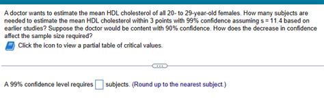 solved a doctor wants to estimate the mean hdl cholesterol