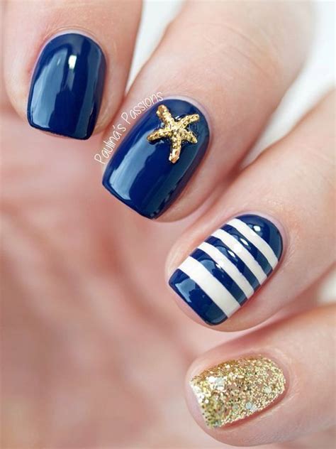 Navy Nautical Beach Nails