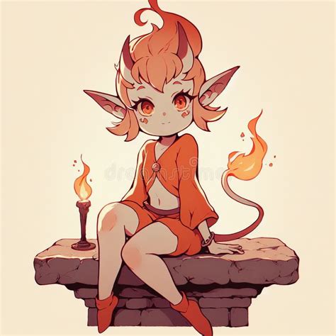 Chibi Demon With Fiery Wings And Tail Stock Illustration Illustration Of Fiery Eyes 355856634
