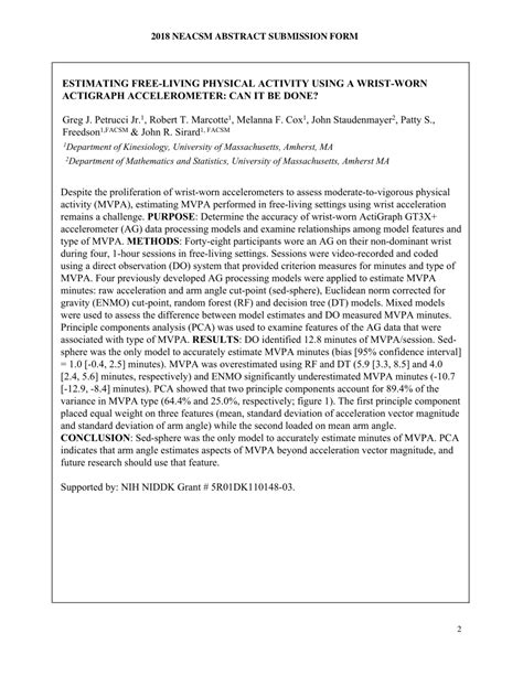 Pdf Estimating Free Living Physical Activity Using A Wrist Worn