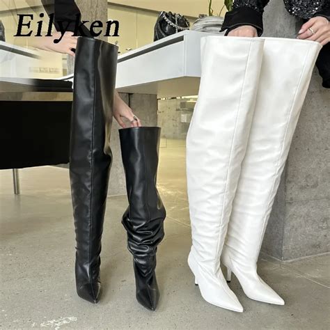Eilyken Womens Pointed Toe Thigh High Boots