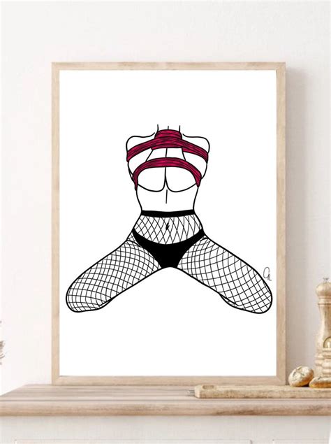 Sex Room Art Line Drawing Bondage Artwork Handcuff Art Etsy