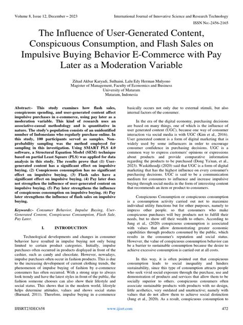 The Influence Of User Generated Content Conspicuous Consumption And