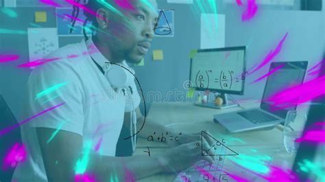 Animation Of Mathematical Equations Formulas And Symbols Floating Against Black Background