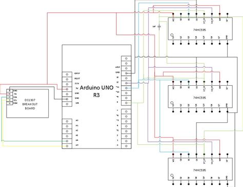 Schematic For Arduino UNO R RTC DS HC Efficiency Check LEDs And Multiplexing