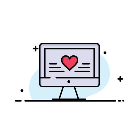 Computer Love Heart Wedding Business Flat Line Filled Icon Vector Banner Template 13327416