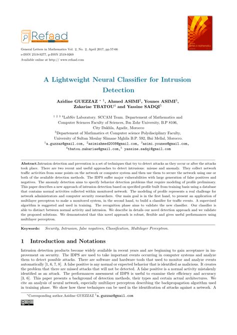 Pdf A Lightweight Neural Classiﬁer For Intrusion Detection