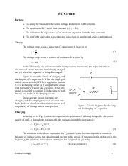 RC Circuits Pdf RC Circuits Purpose A To Study The Transient Behavior Of Voltage And Current