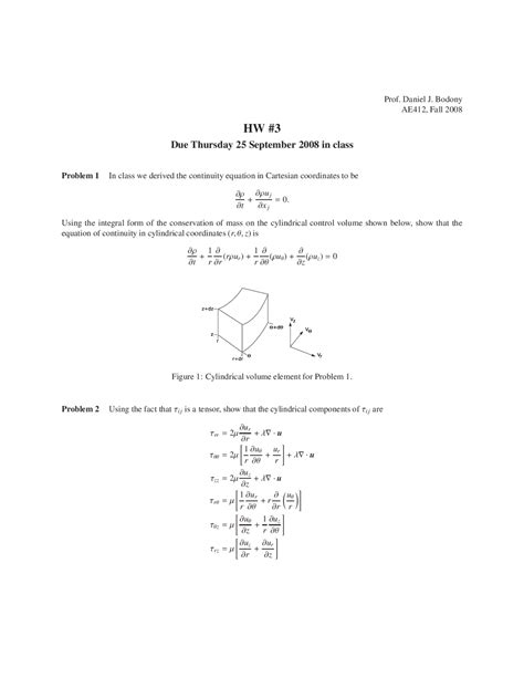 Homework 3 Solutions Viscous Flow And Heat Transfer Ae 412 Docsity