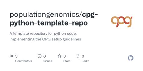 GitHub Populationgenomics Cpg Python Template Repo A Template Repository For Python Code