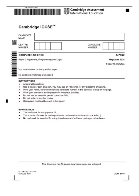 2024 Aqa Igcse Computer Science Paper 2 Education Tests Bank Stuvia Us