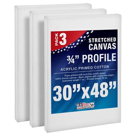 30 X 48 Inch Stretched Canvas 12 Ounce Triple Primed 3 Pack