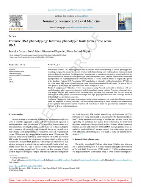 Pdf Forensic Dna Phenotyping Inferring Phenotypic Traits From Crime