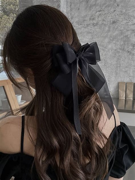 Bow Decor French Clip Long Hair Styles Hair Styles Aesthetic Hair
