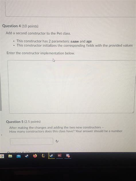 Solved Question Points Add A Second Constructor To Chegg