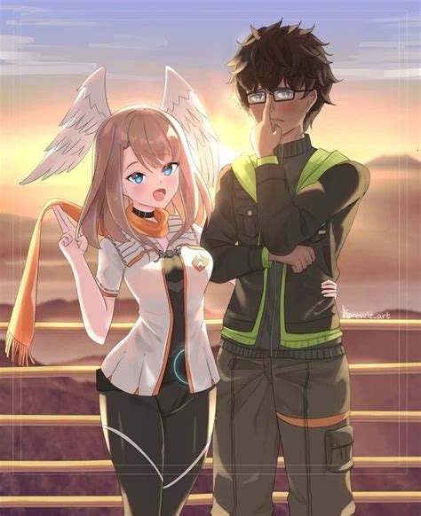 Two Anime Characters Standing Next To Each Other