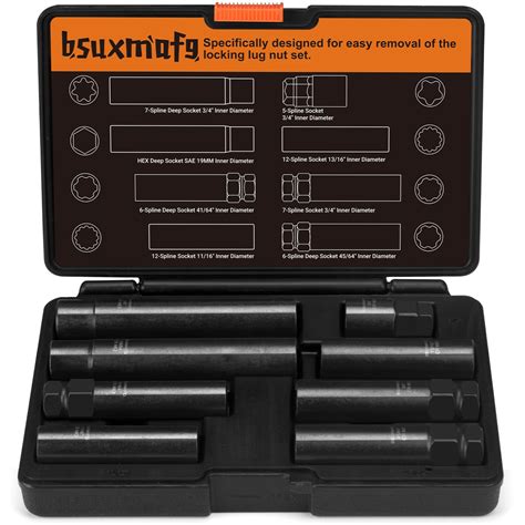8pcs Wheel Lock Removal Kit Locking Lug Nut Master Key