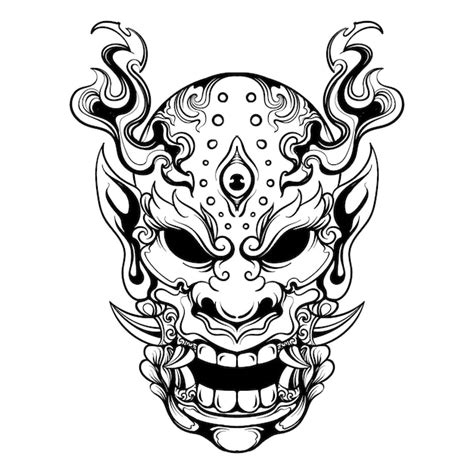 Hannya Mask Black And White Tattoo