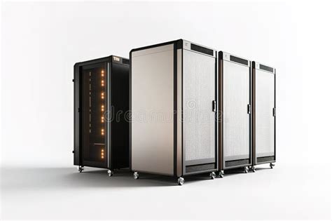 Powerful Data Center Three Massive Server Racks High Performance