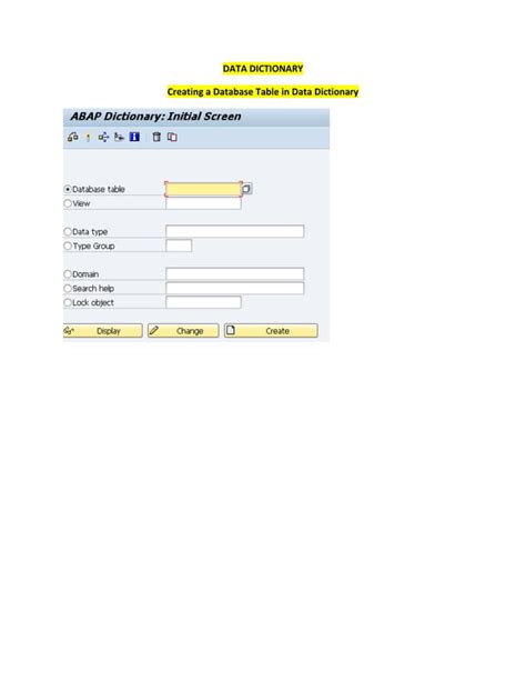 Creating Database Table In Abap Data Dictionary Pdf