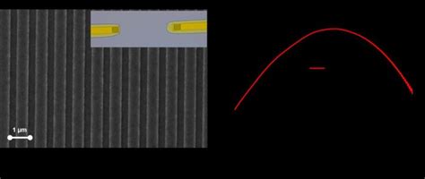 a sem image of a fabricated grating coupler with the optical image in