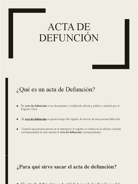 Acta De Defunción Pdf