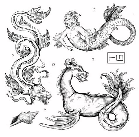 Mythical Sea Creatures Sketches