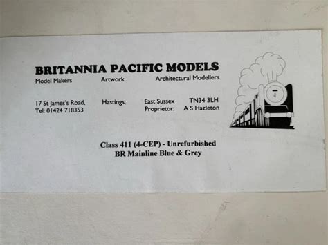 Britannia Pacific Models Class 411 4 Cep Unrefurbished Blue And Grey