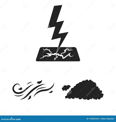 Different Weather Black Icons In Set Collection For Design Signs And Characteristics Of The