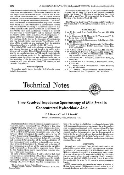 Pdf Time Resolved Impedance Spectroscopy Of Mild Steel In Concentrated Hydrochloric Acid