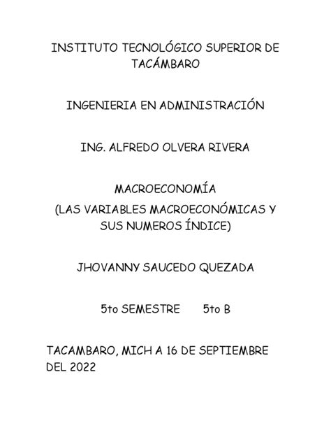 Variables Macroeconomicas Pdf Macroeconómica Producto Interno Bruto
