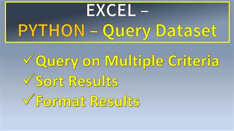 Excel Python Query Dataset YouTube