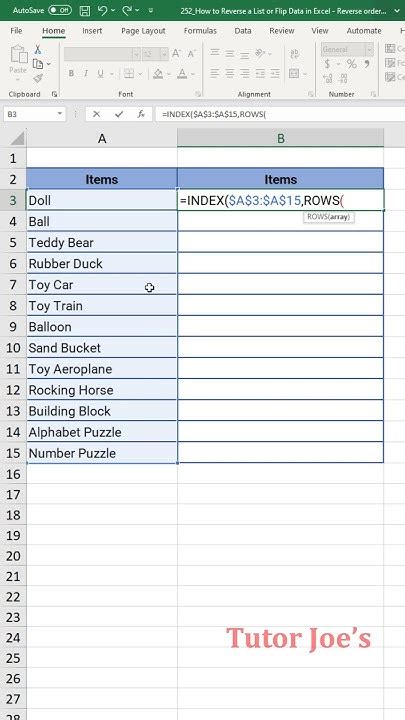 How To Use Index Function In Excel Tutor Joes Youtube