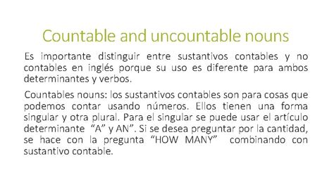 Countable And Uncountable Nouns Es Importante Distinguir Entre