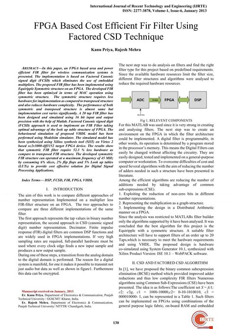 fpga based cost efficient fir filter using factored csd technique
